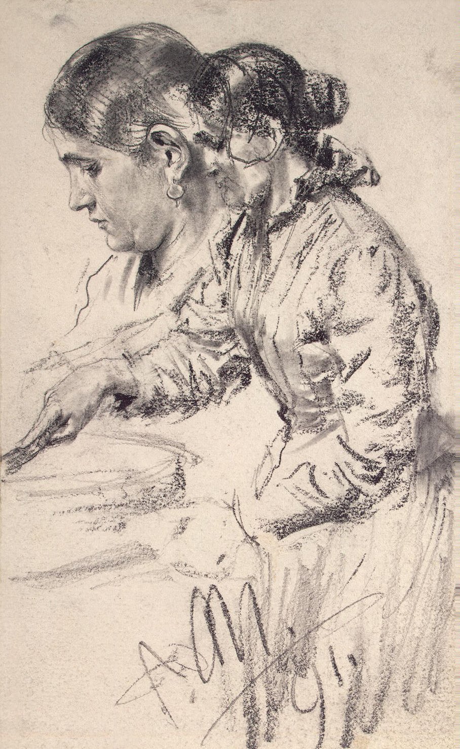 Museum Art Reproductions Study of a Female Figure in Profile by Adolph ...