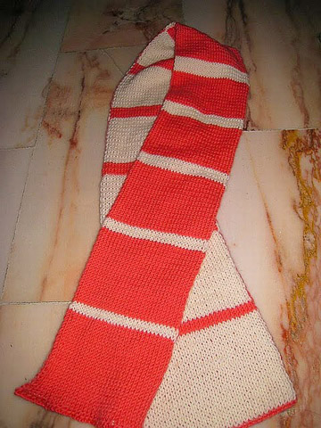 Double Knitted Striped Scarf ~ Snacksies Handicraft Corner