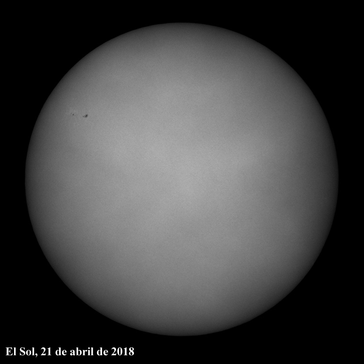 Fotos astronómicas: El Sol, 21 de abril de 2018