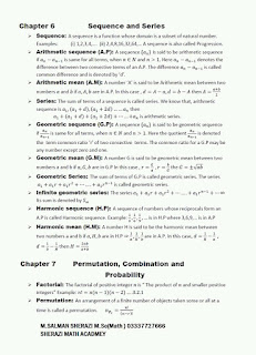 First Year Math Important Definitions - Zahid Notes