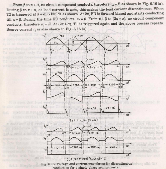 Single phase Two pulse converters with discontinuous Load Current