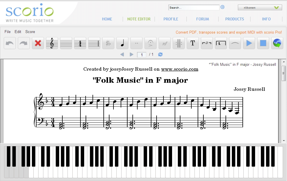 MUSIIKIN ONLINE-MATERIAALEJA: 118. SCORIO – NOTE EDITOR (www.scorio.com)