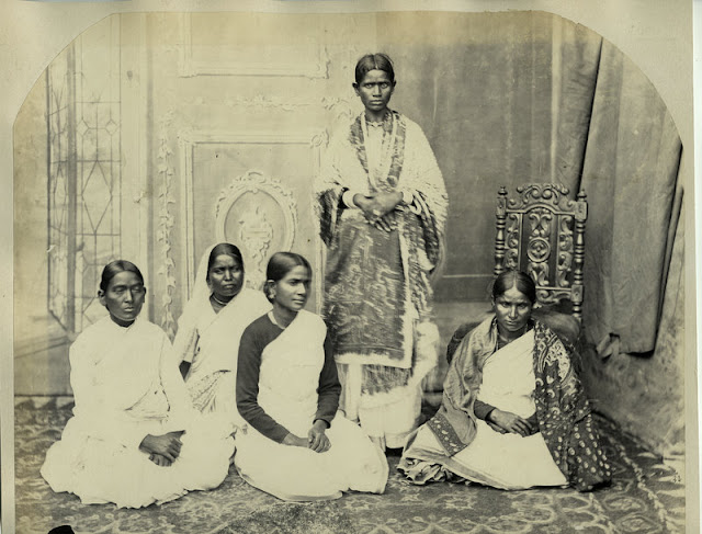 A Group of Women Ayahs (Maid) - 1860's - Old Indian Photos