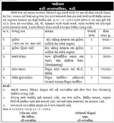 Ojas.guj.nic.in: Gujarat Govt Online Job Application: OJAS Bharti: Kadi ...