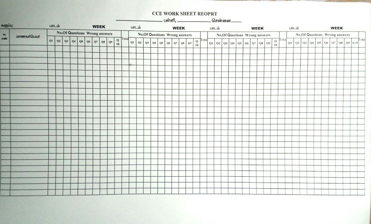 கல்வி உலா ........: CCE worksheet marks entry form