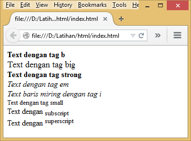 Tag HTML untuk Format Text