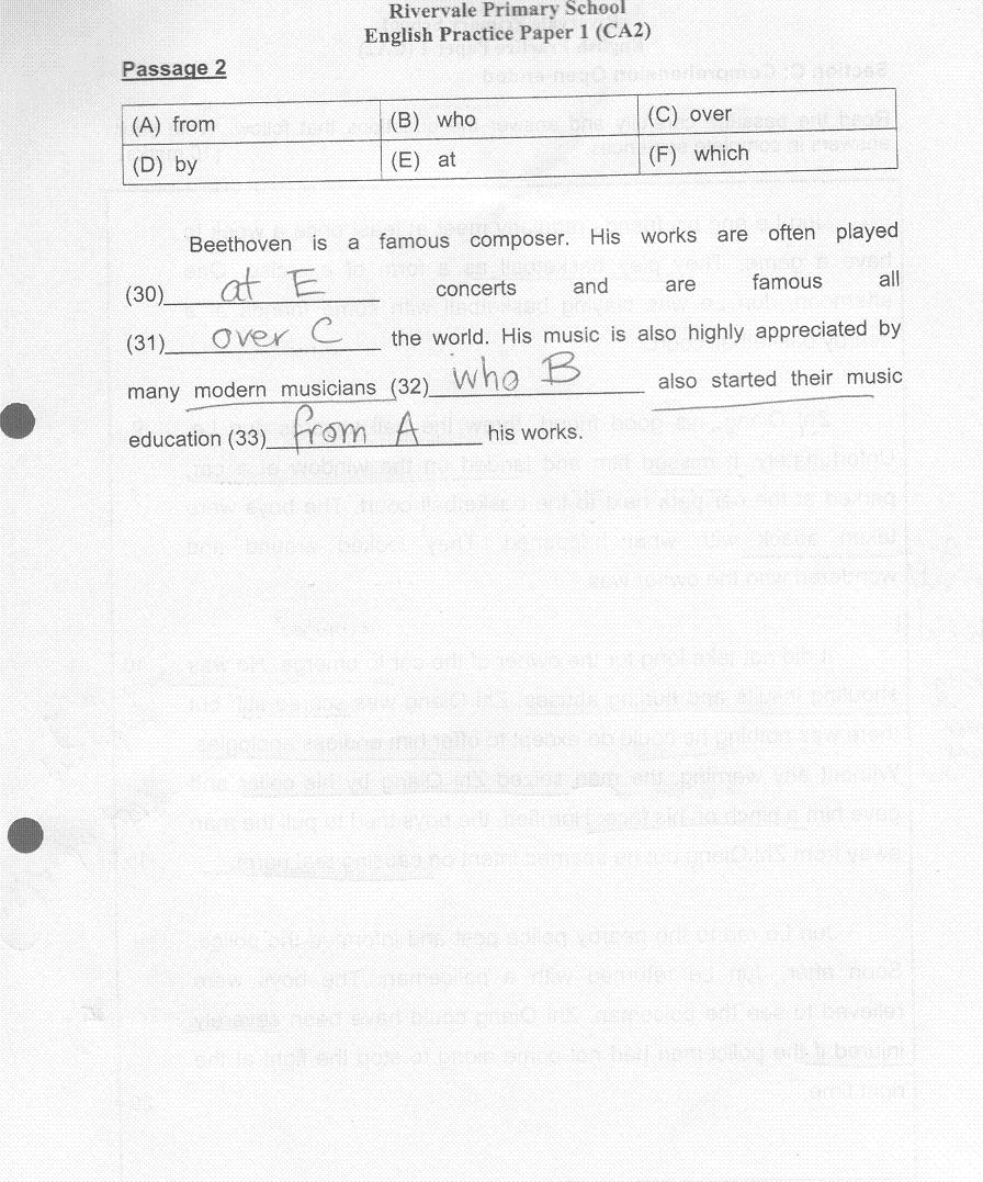 RIVBE4: 18 Aug eLearning: English Practice Paper 1 Answers and Explanations