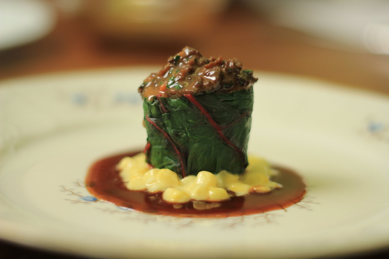 Roulade of Pekin Duck Breast with Creamed Sweet White Corn and Morel ...