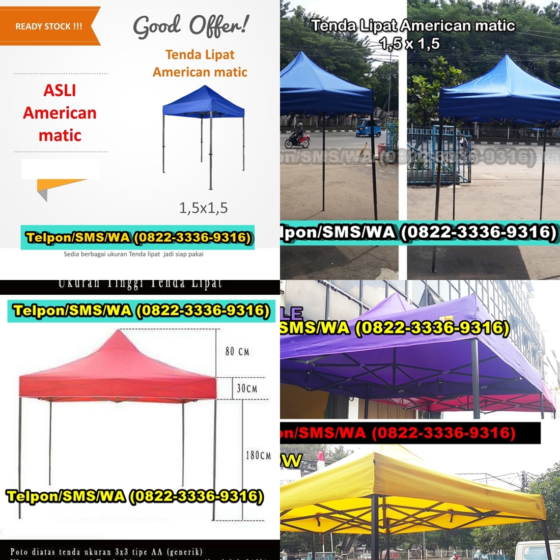 (0822-3336-9316) Jual tenda ukuran 2x2, Tenda lipat American matic ...