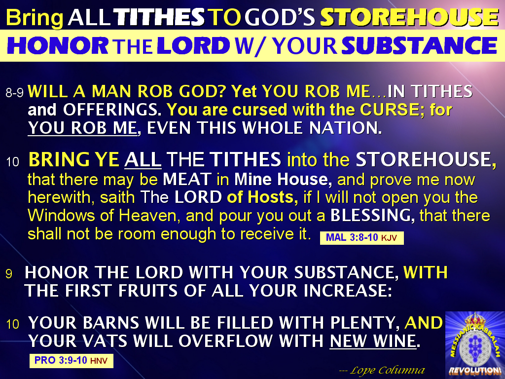 The BIBLE EXPLAINER & REVELATOR: Q428: Previously, God's Tithes and ...