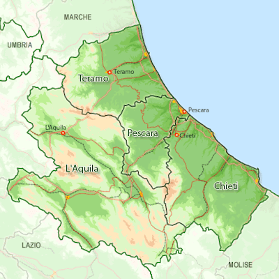 Abruzzo Map Political Regions | Italy Map Geographic Region Province City