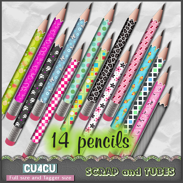 FREEBIE - Fun Pencils (CU4CU) | Scrap and Tubes Designs