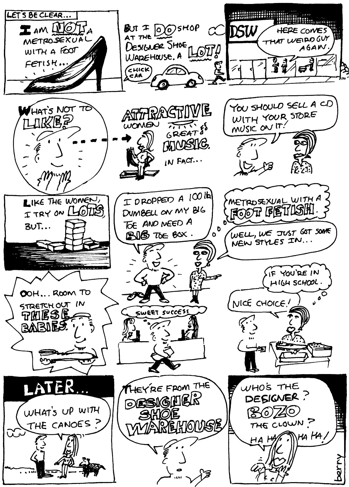 berry cartoons: shoe shopping cartoon