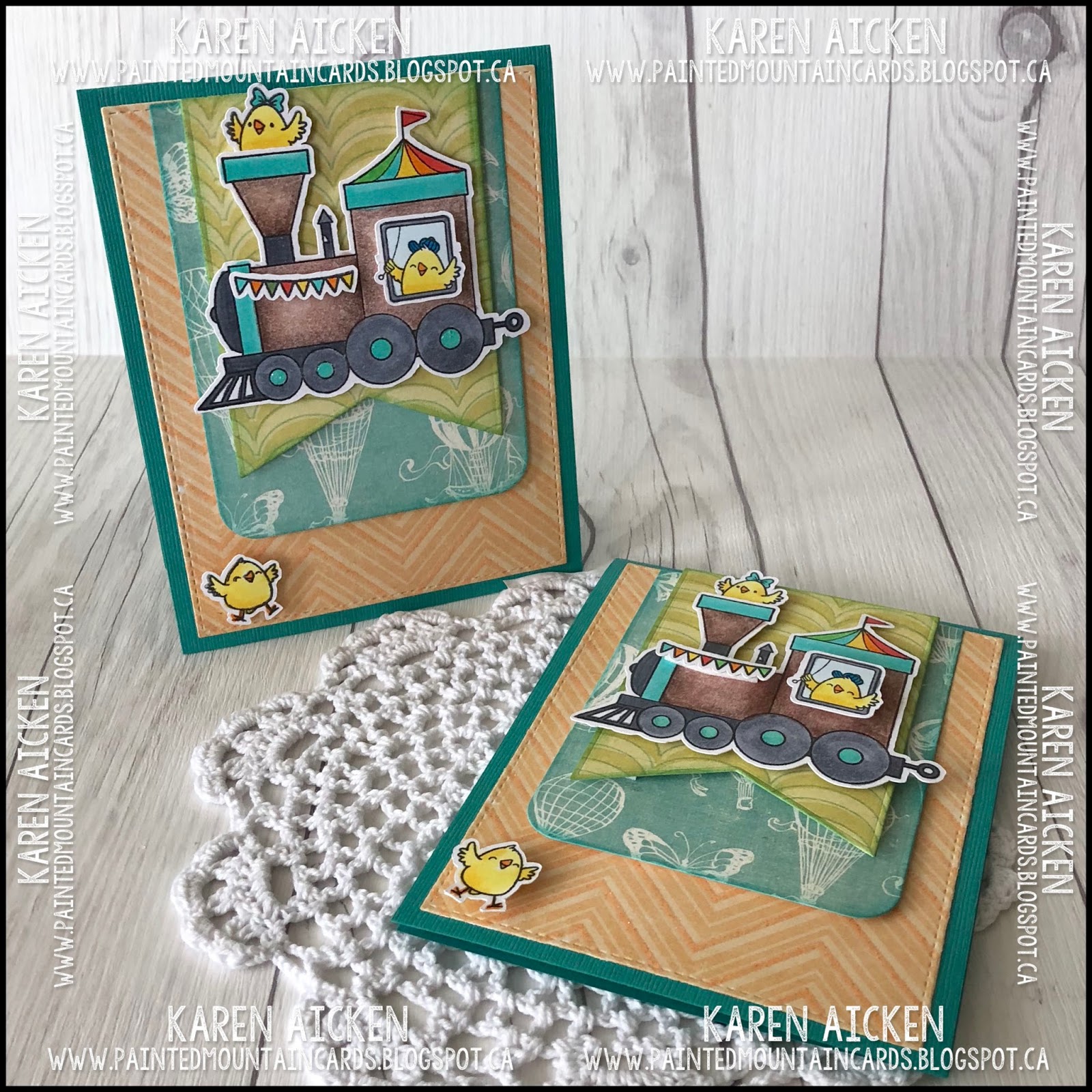Painted Mountain Cards: C4C434 Birthday Train Card Duo