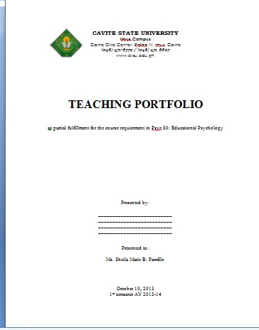 PsychJourn: Educational Psychology: TEACHING PORTFOLIO