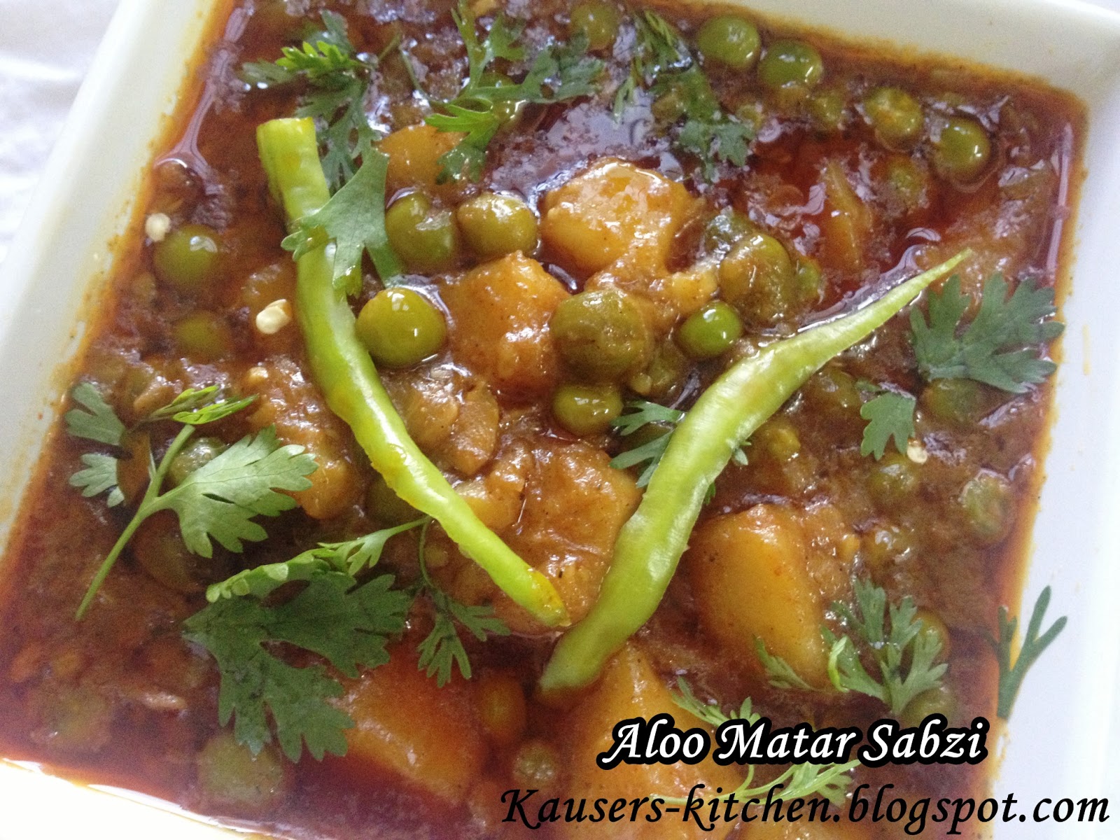 Kausers Kitchen: Aloo matar ki sabzi - Potato and green peas curry