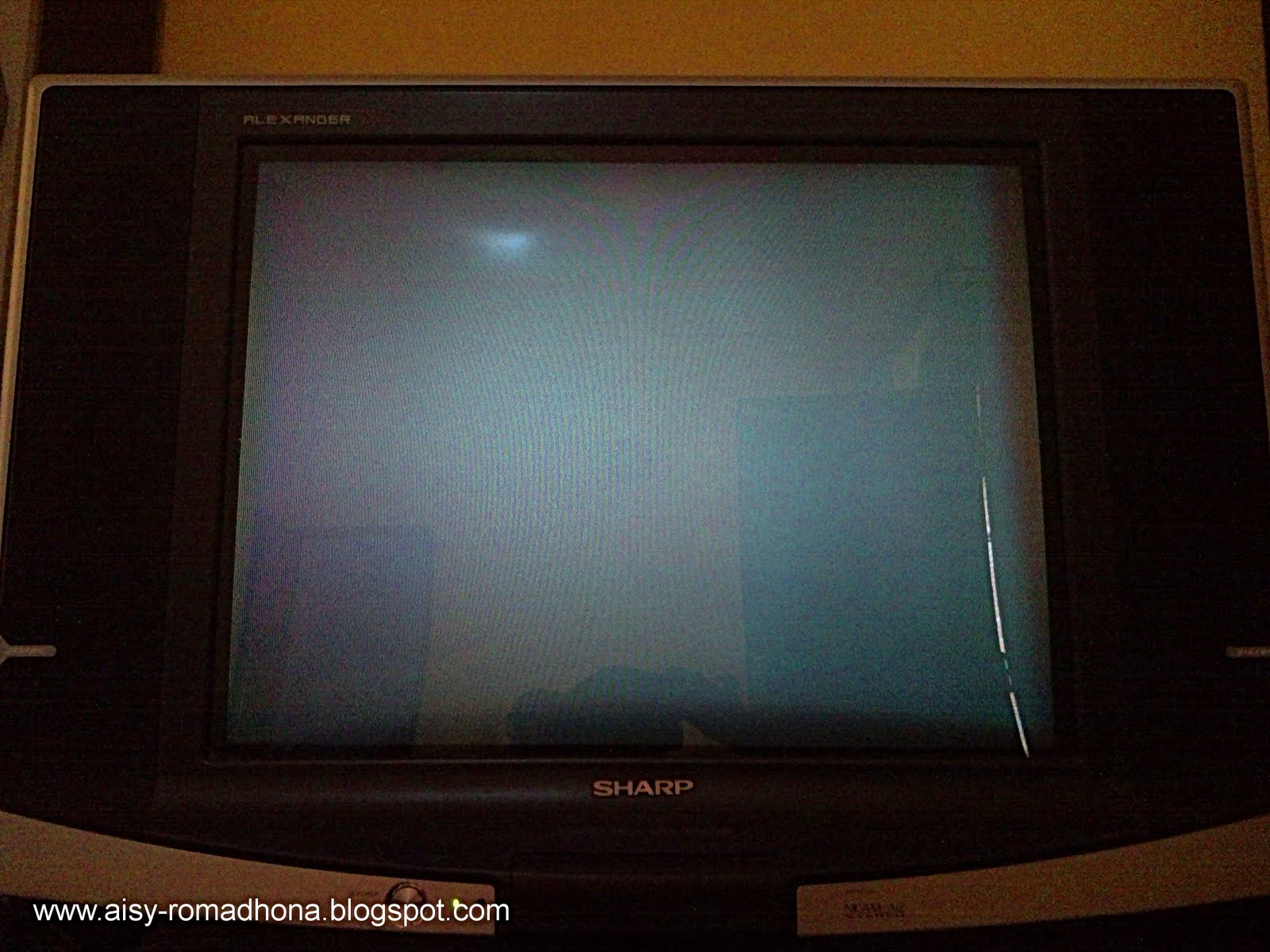 Aisy: TV SHARP Alexander Pro gambar putih polos tanpa OSD