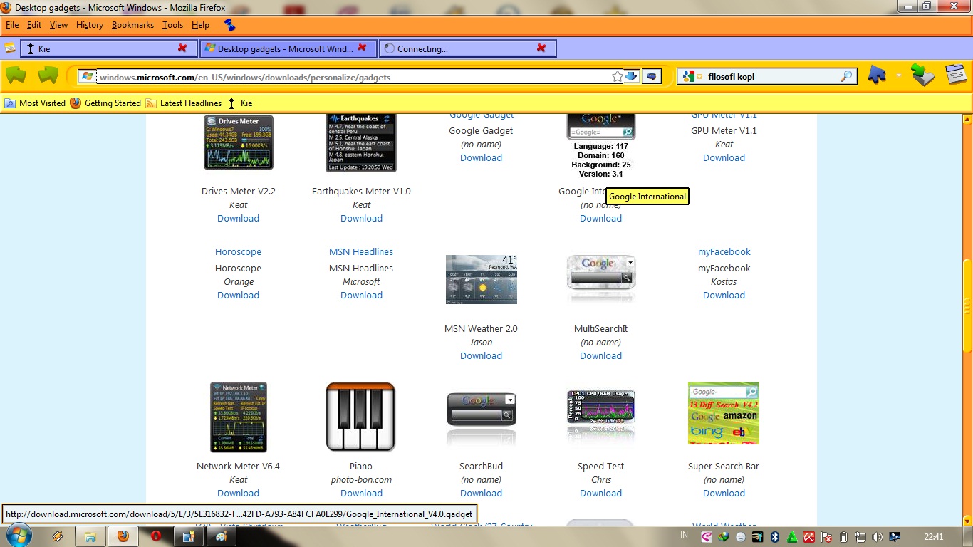 Download Gadget di Windows 7