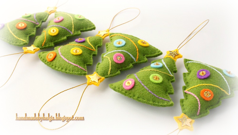 Handmade by Helga: Felt Christmas tree Ornaments