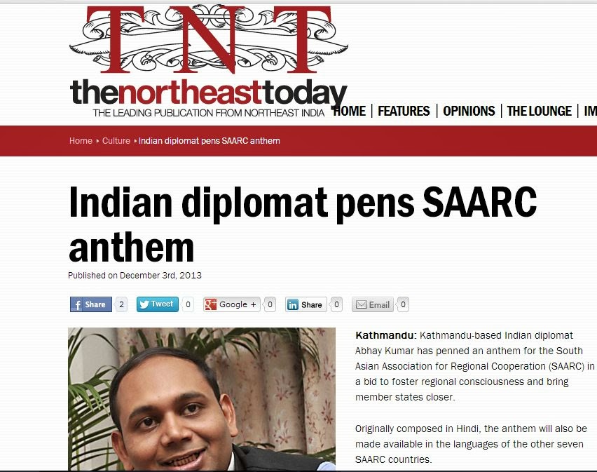Abhay K.| Poet, Editor, Translator| : Abhay K. pens SAARC Anthem