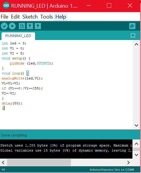 APLIKASI PROGRAM ARDUINO UNO: Running LED berbasis Arduino UNO