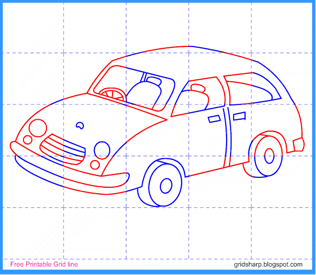 Free Grid line Printable: Car Grid line Drawing