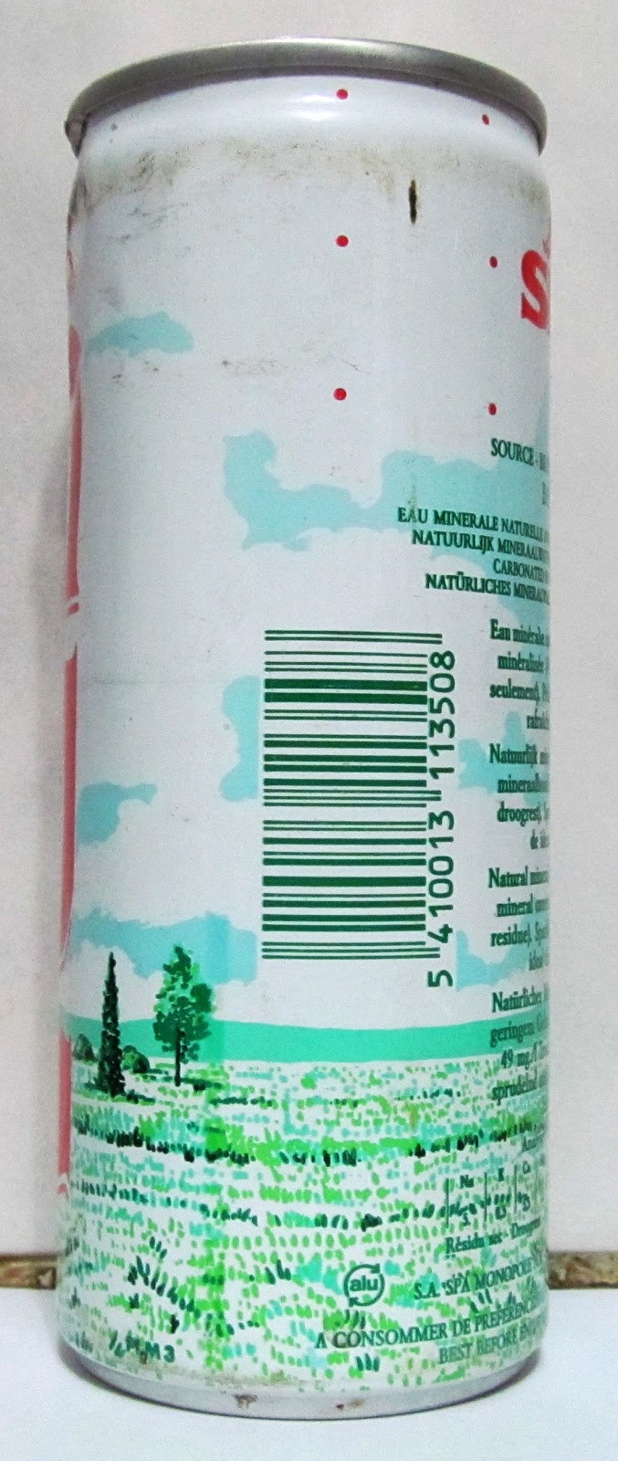 LATAS Y BOTELLAS COLECCIÓN: LATA SPA SODA WATER 25 CL , ORIGEN BELGICA 1990