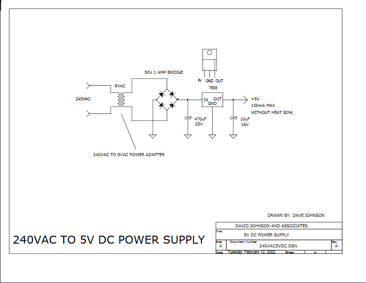 240VAC TO 5VDC POWER SUPPLY