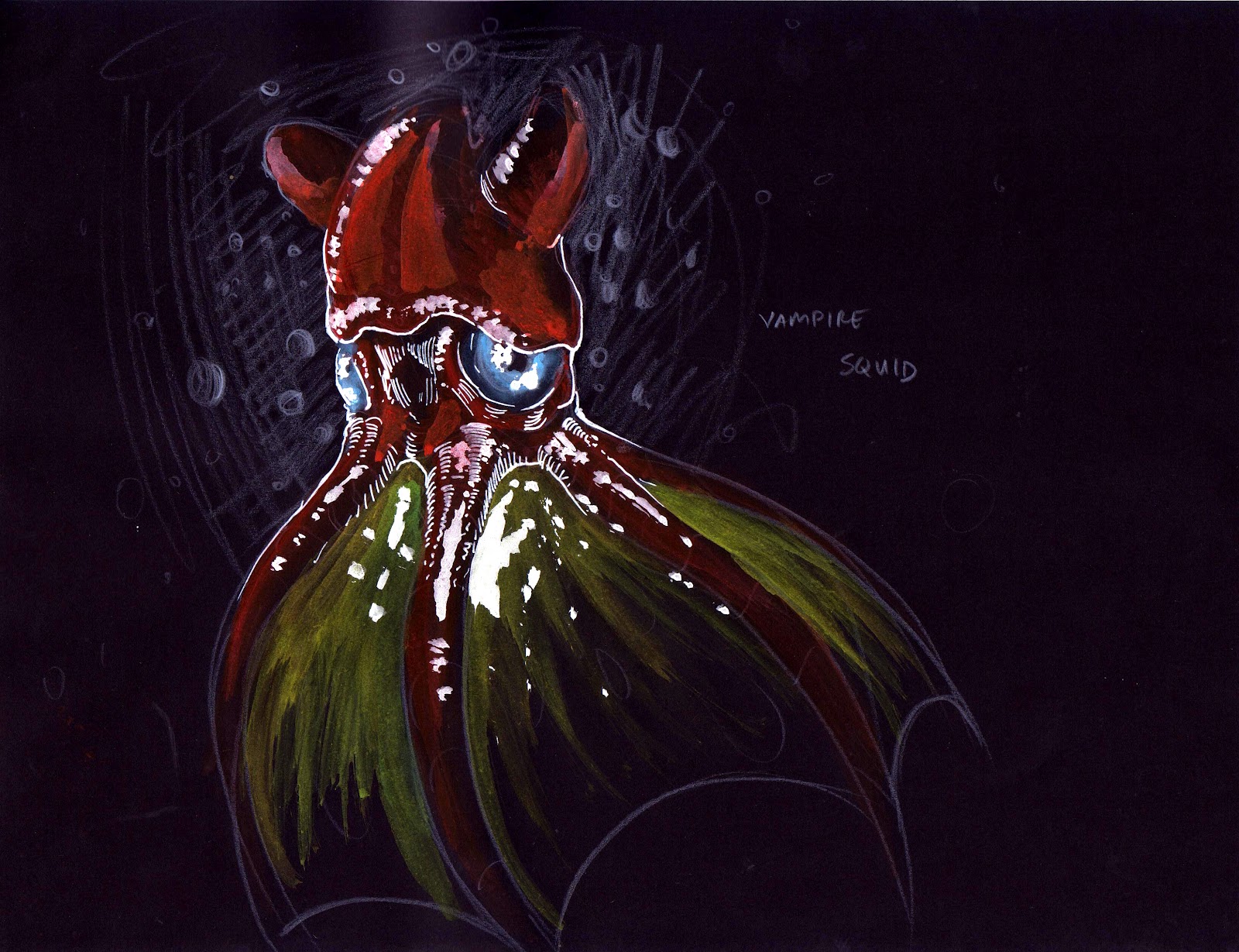 Tyler Chow: Deep Sea Creatures! Bioluminous Gouache