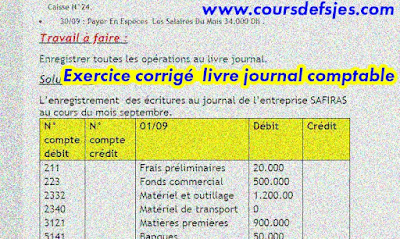 le livre journal comptable - Exercice Corrigé | Cours fsjes