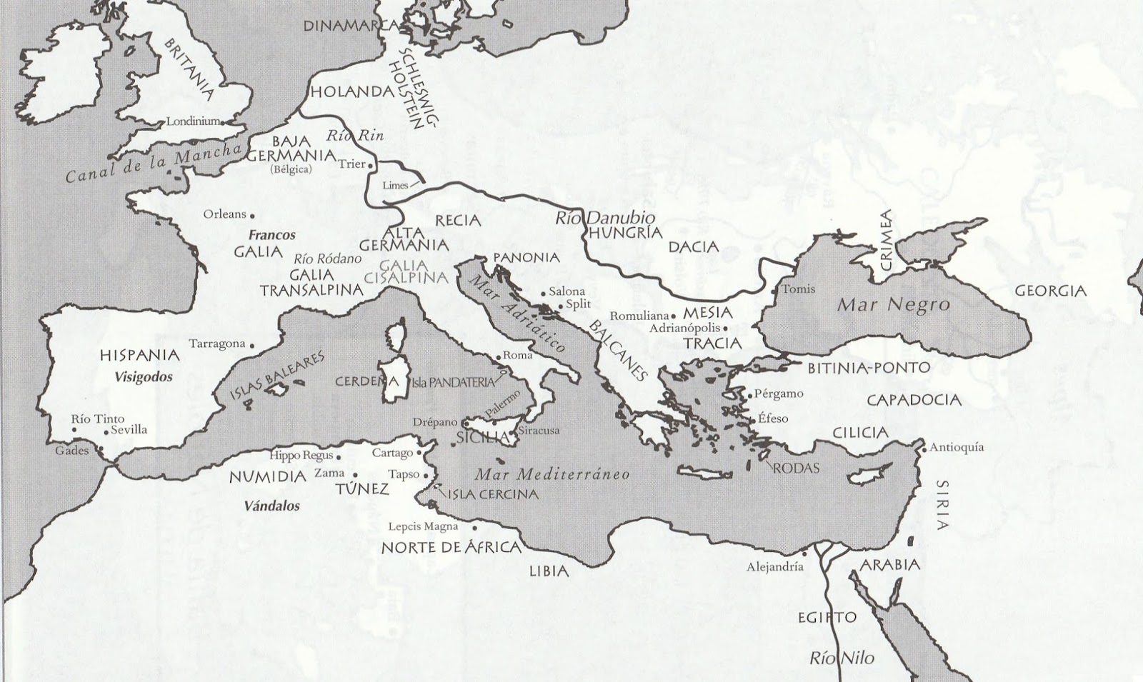 APASIONADOS DEL IMPERIO ROMANO: MAPA RESUMIDO DEL IMPERIO ROMANO