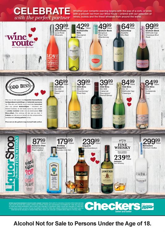 Checkers Valentine Day specials