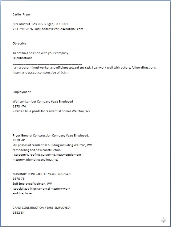 Masonry Contractor Sample Resume Format in Word Free Download
