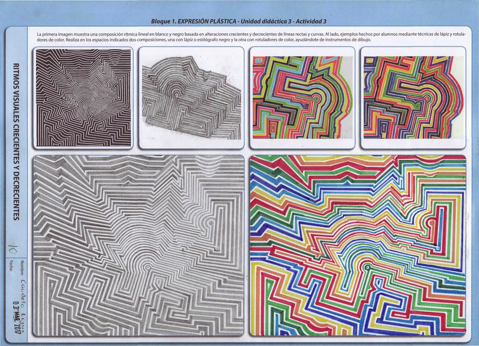 Dibujos de clase: Ritmo lineal según Anais Álvarez y Candela Liyue, 3º ESO