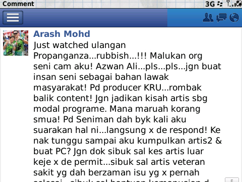 Pelakon Arash Mohd mengamuk di Facebook gara-gara tidak puas hati ...