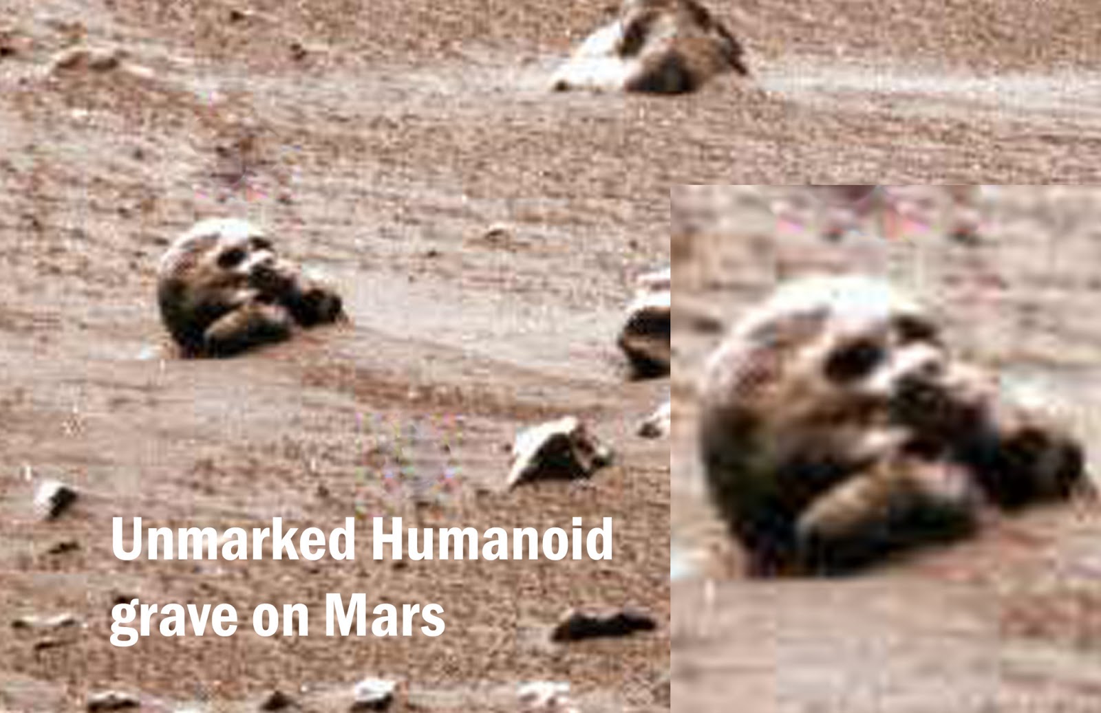 Humanoid Skull and Grave on Mars