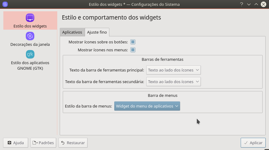 Global menu no KDE Plasma