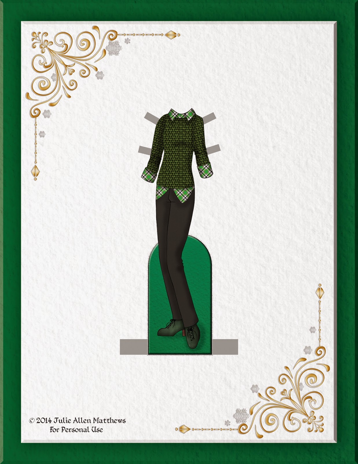 Paper Doll School: December Paper Doll - Outfit 7 in Green