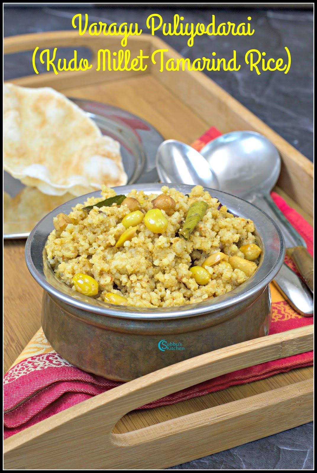 Varagu Arisi Puliyodarai Recipe | Kudo Millet Tamarind Rice - Subbus ...