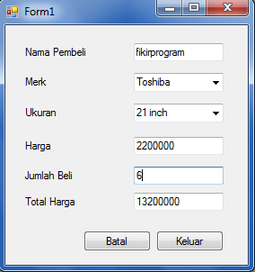 Algoritma Program Sederhana Menampilkan Harga Barang Otomatis Vb.Net 2008