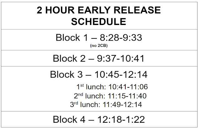 PCHS Principal's Blog: 2 Hour Early Release - 8/17/2018