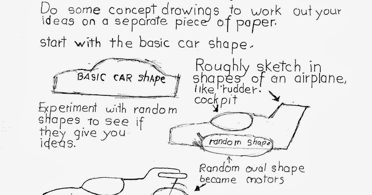 How to Draw Worksheets for The Young Artist: How To Draw A Space Fying Car
