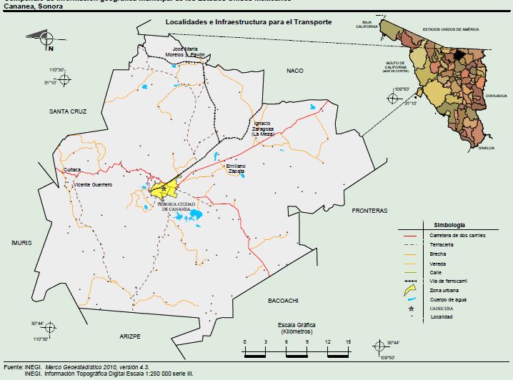 GeneaSon: Genealogía e Historia Sonorense: Mapa del Municipio de Cananaea