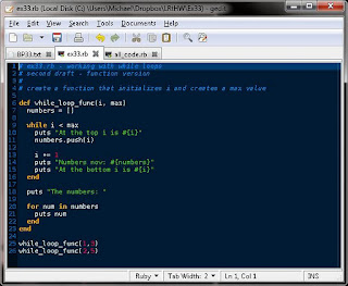 TESTHEAD: Exercise 33: While Loops: Learn Ruby the Hard Way: Practicum