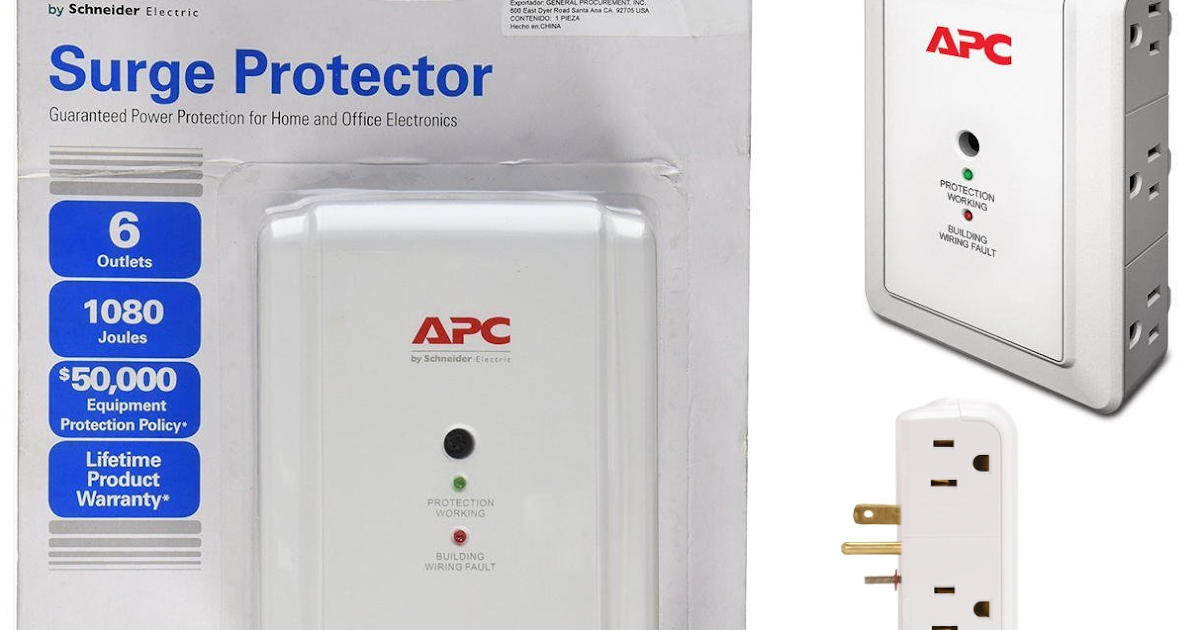 APC SurgeArrest Essential 6-Outlet 1080 Joules Wall Mount Surge ...