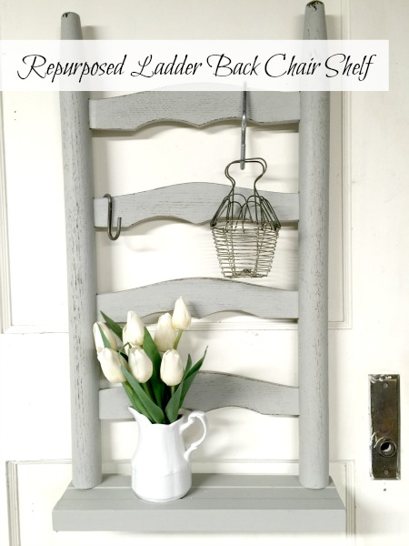 Repurposed Ladder Back Chair Shelf