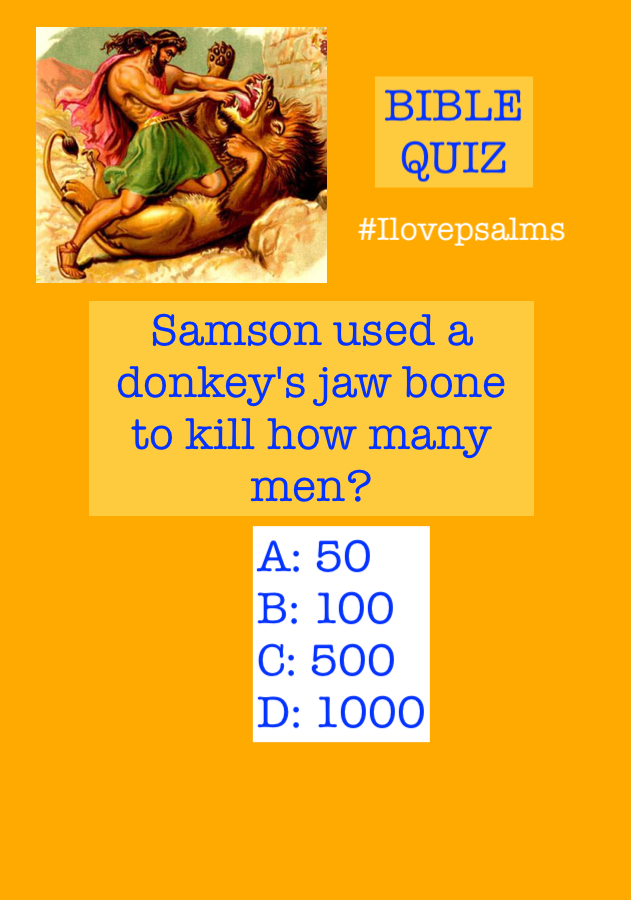 Samson used a donkey's jaw bone to kill how many men? - BIBLE QUIZ