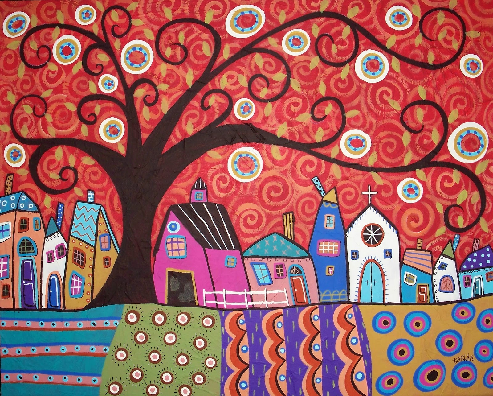 karla gerard art: Red Sky Landscape Painting on Stretched Canvas by ...