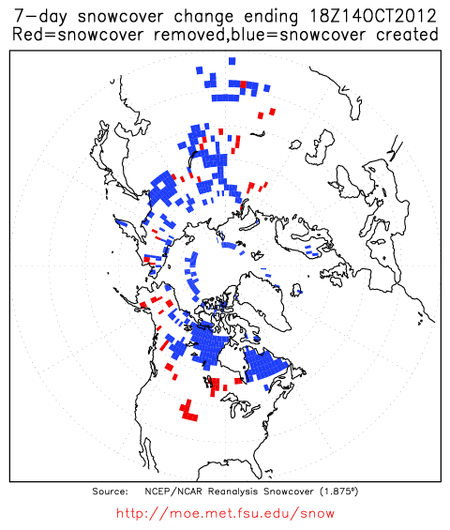 The Weather Centre: Northern Hemisphere Snow Cover Above Normal
