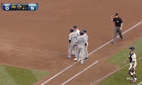 When two runners are at a base